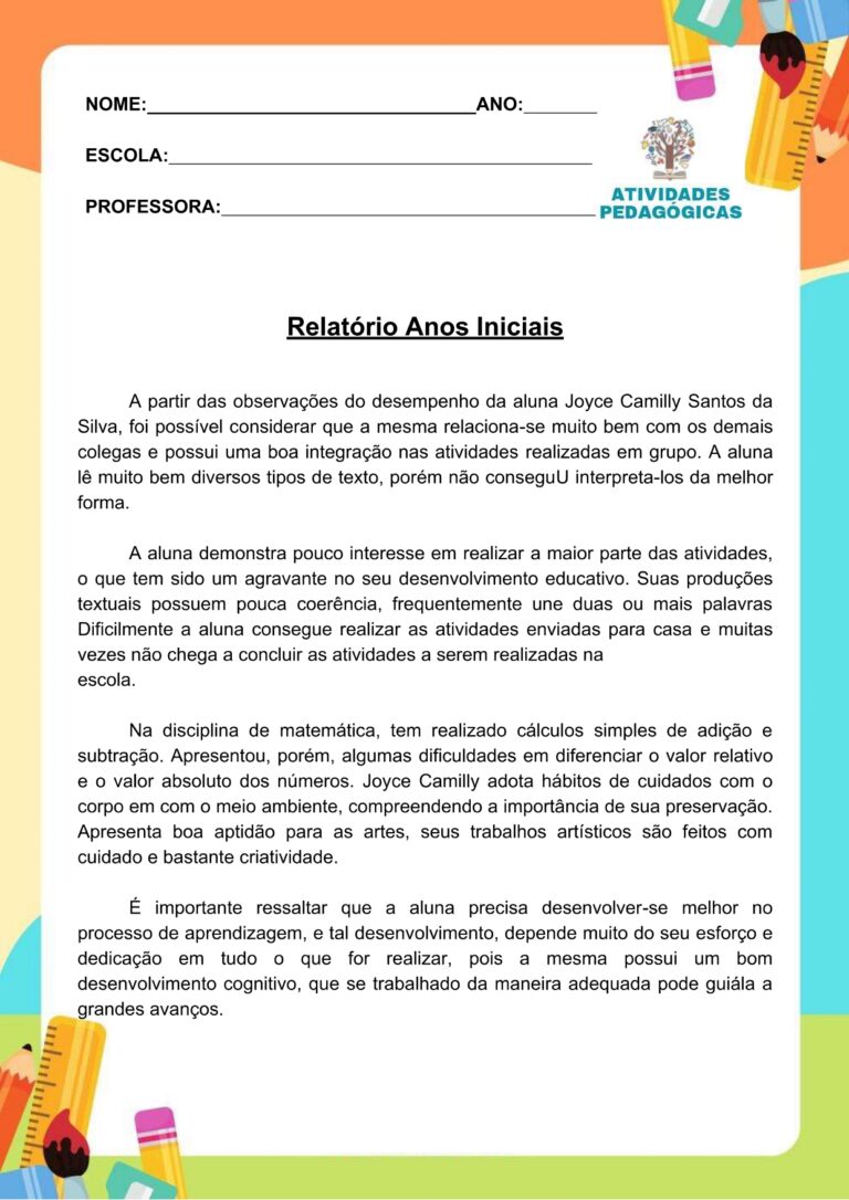 Relatórios Descritivos - Atividades e Pedagogia Relatórios Descritivos - Atividades e Pedagogia